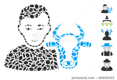Dotted Mosaic Cow Farmer - Stock Illustration [66600303] - PIXTA