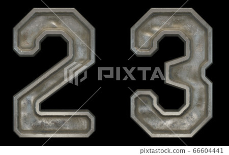 Set of numbers 2, 3 made of industrial metal on... - Stock Illustration ...