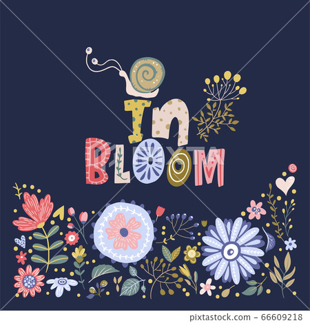 Floral color vector lettering card. - Stock Illustration [66609218] - PIXTA