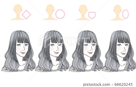 Hair style illustrations by face type - Stock Illustration [66620245 ...