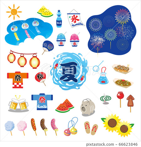 Japanese summer illustration set - Stock Illustration [66623846] - PIXTA