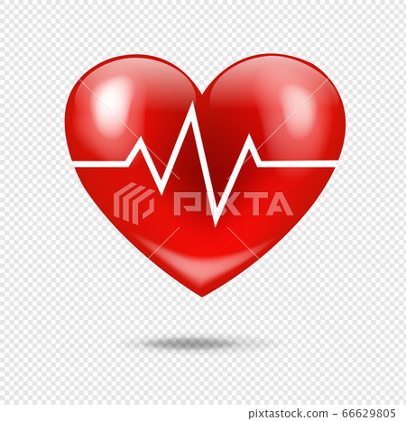 Red Heart With Heart beat Isolated Transparent... - Stock Illustration ...