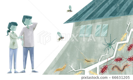 Illustration of a couple suffering from pests - Stock Illustration ...