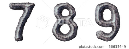 Set of numbers 7, 8, 9 made of forged metal... - Stock Illustration ...