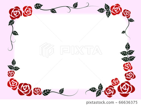 Red rose frame Chic black leaves - Stock Illustration [66636375] - PIXTA