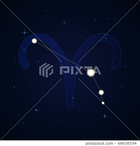 Aries, the ram. Constellation and zodiac sign on - Stock Illustration ...