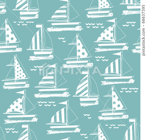 Summer sail boat background. Seamless pattern. - Stock Illustration ...
