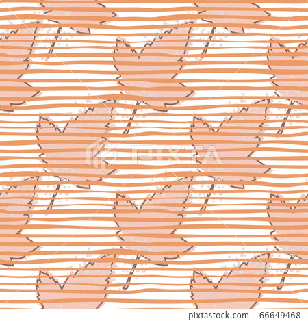 Abstract maple leaves seamless pattern on stripes - Stock Illustration ...