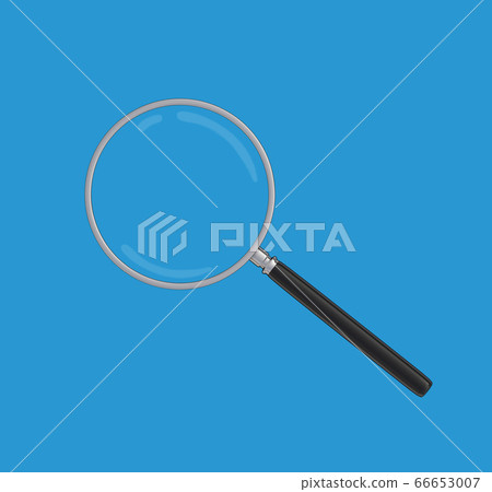 Zoom lens magnifier on a blue background....-插圖素材 [66653007] - PIXTA圖庫