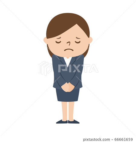 Illustration of a young woman bowing an apology... - Stock Illustration ...