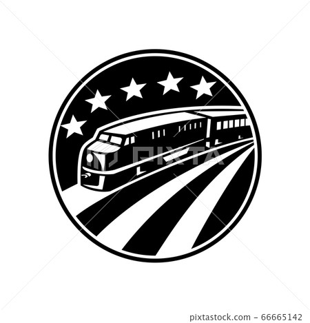 Diesel Locomotive Train With American USA Flag-插圖素材 [66665142] - PIXTA圖庫