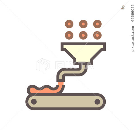 Raw material falling down into bakery baking - Stock Illustration ...