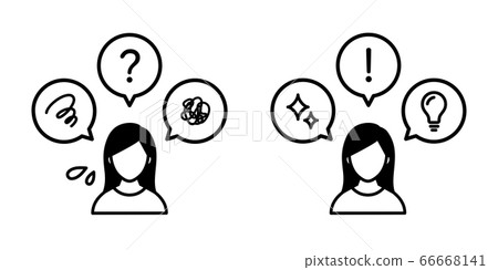 Negative and positive thinking icon/worry/flash - Stock Illustration ...