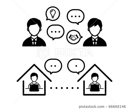 Home / telework icon set / illustration /... - Stock Illustration ...