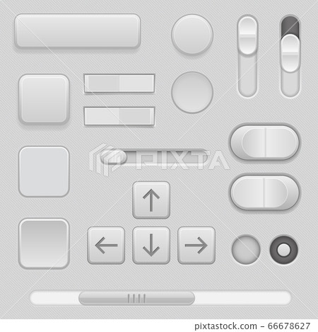 Gray web buttons. Push buttons and sliders - Stock Illustration [66678627] - PIXTA