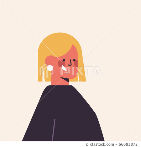 cute woman looking in camera smiling girl... - Stock Illustration ...