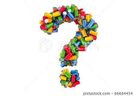 Question mark from colored metallic drink cans - Stock Illustration ...