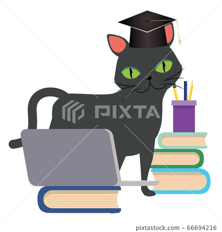Black cat graduation - Stock Illustration [66694216] - PIXTA