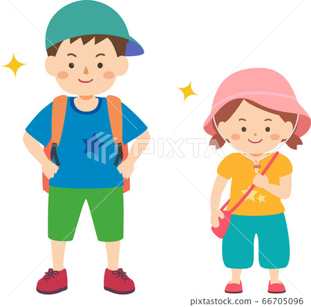 郊遊風格的兄弟姐妹-插圖素材 [66705096] - PIXTA圖庫