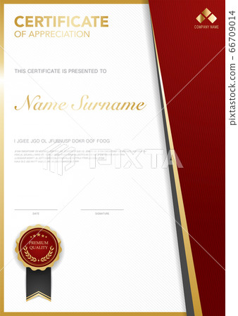 diploma certificate template red and gold color... - Stock Illustration ...
