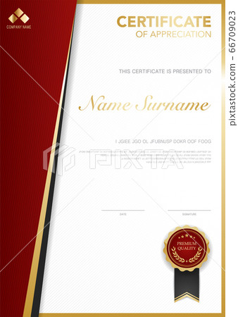diploma certificate template red and gold color... - Stock Illustration ...
