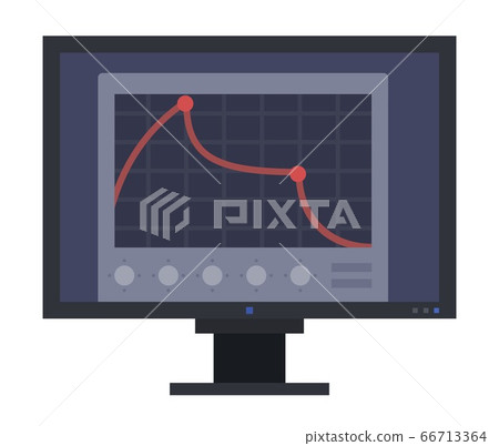 Image of red graph with two dots on monitor... - Stock Illustration ...