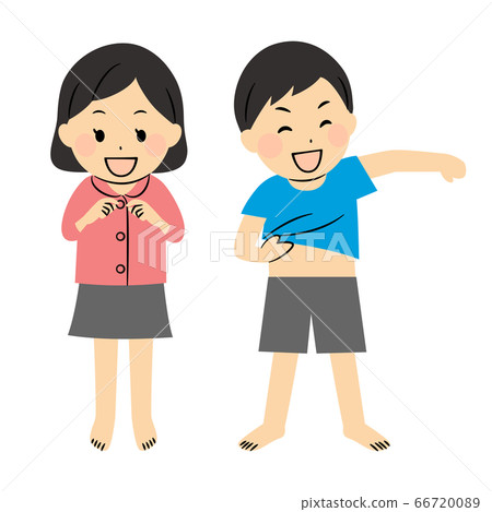 Two children changing clothes in the morning - Stock Illustration ...