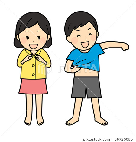 Two children changing clothes in the morning - Stock Illustration ...