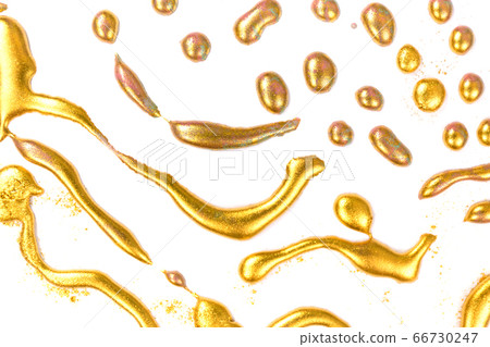 Golden ink drops on white paper background. - Stock Illustration ...