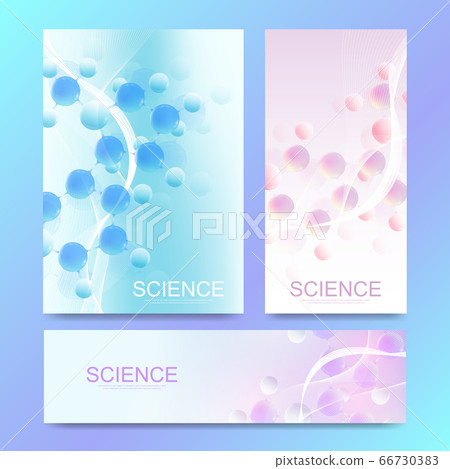 Science banner design template with colorful 3d... - Stock Illustration ...