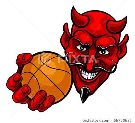 Devil Satan Basketball Sports Mascot Cartoon - Stock Illustration ...