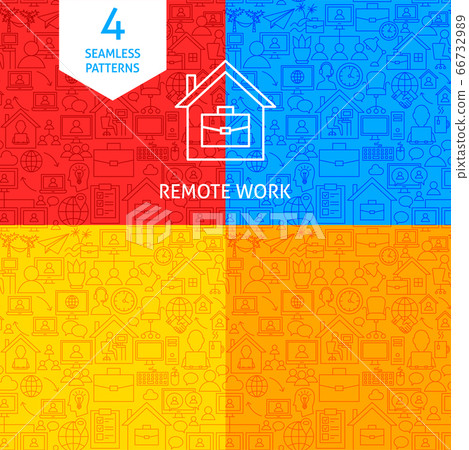 Line Remote Work Patterns - Stock Illustration [66732989] - PIXTA