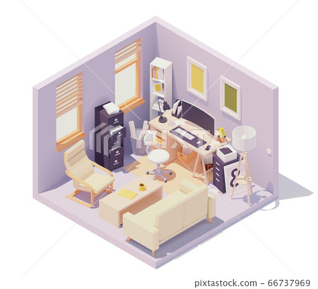 Vector isometric home office room - Stock Illustration [66737969] - PIXTA