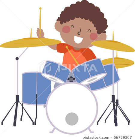 Kid Playing Drums Clipart