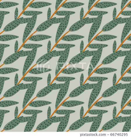 Geometric branches with leaves seamless pattern on - Stock Illustration ...