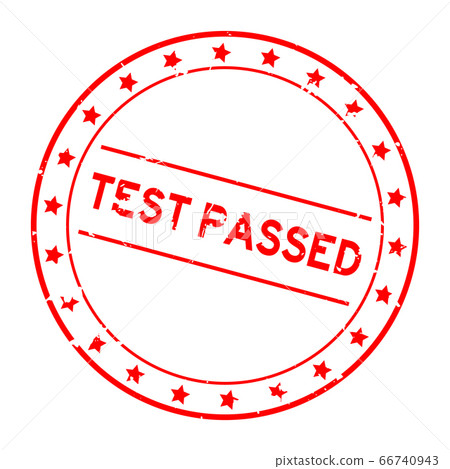 Grunge red test passed word round rubber seal... - Stock Illustration ...