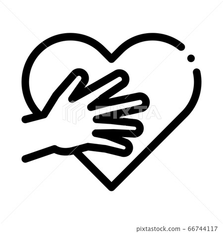 touch heart icon vector outline illustration - Stock Illustration ...