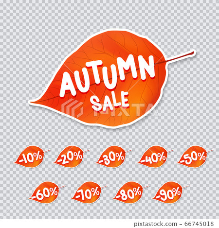 Trendy autumn leaf sale tag. Vector illustration. - Stock Illustration ...