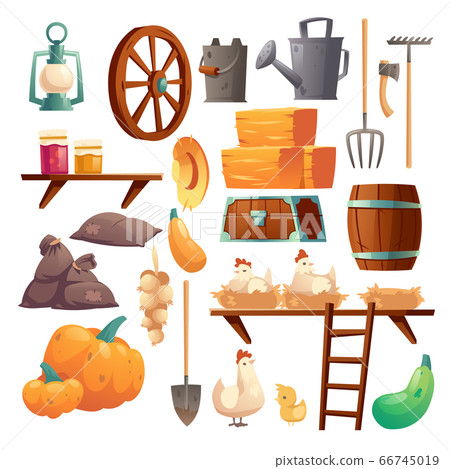 Set of barn stuff, chicken and chicks, farm things - Stock Illustration ...