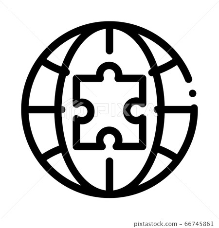 globe puzzle piece icon vector outline... - Stock Illustration ...