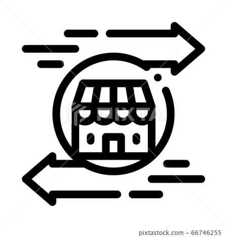 shop building arrows icon vector outline... - Stock Illustration ...