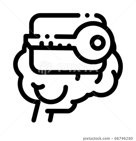 key for brain icon vector outline illustration - Stock Illustration ...