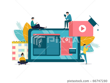 Distance education. Flat vector illustration of... - Stock Illustration ...