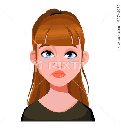 Face expression of cute woman, crying - Stock Illustration [66748082 ...