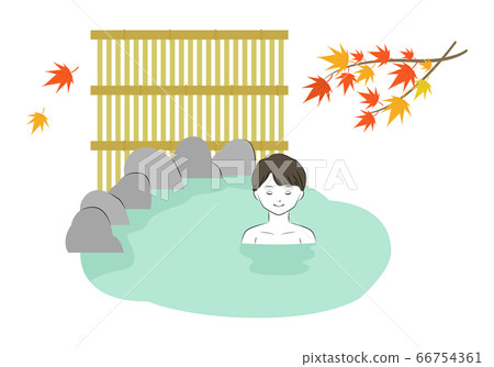 Illustration of a young man taking a hot spring... - Stock Illustration ...