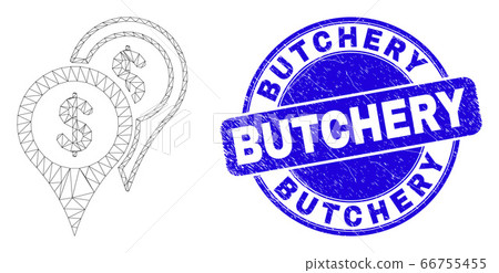 Blue Distress Butchery Stamp and Web Carcass... - Stock Illustration ...