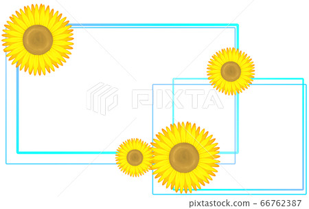Horizontal sunflower frame (light blue) - Stock Illustration [66762387 ...