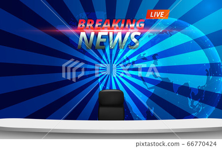 white table and chair with breaking news live... - Stock Illustration ...