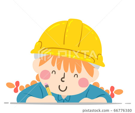 Kid Girl Construction Engineer Write Illustration - Stock Illustration ...