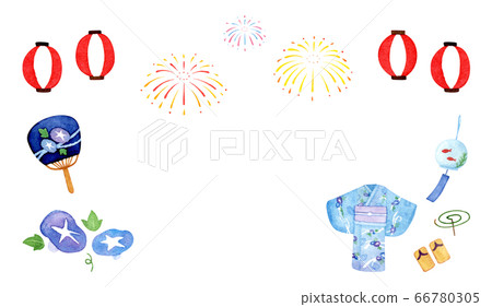 Hand-painted watercolor｜Summer festival... - Stock Illustration ...
